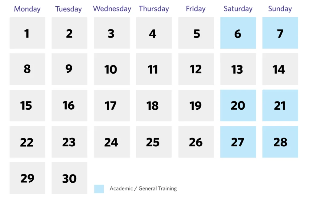 IELTS Exam Timetable - Westminster