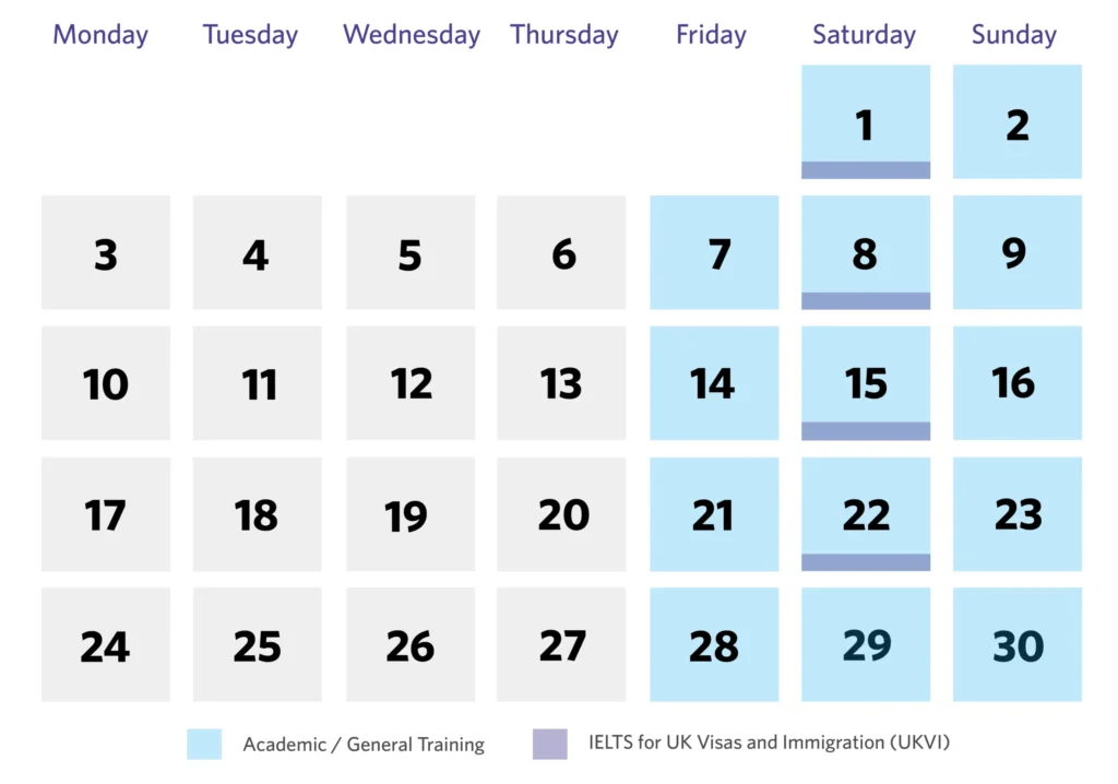 ตารางสอบ IELTS - Westminster