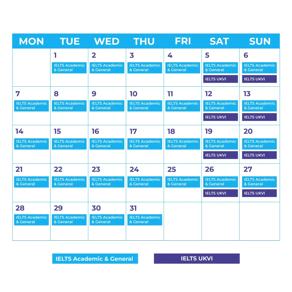 IELTS Exam Timetable