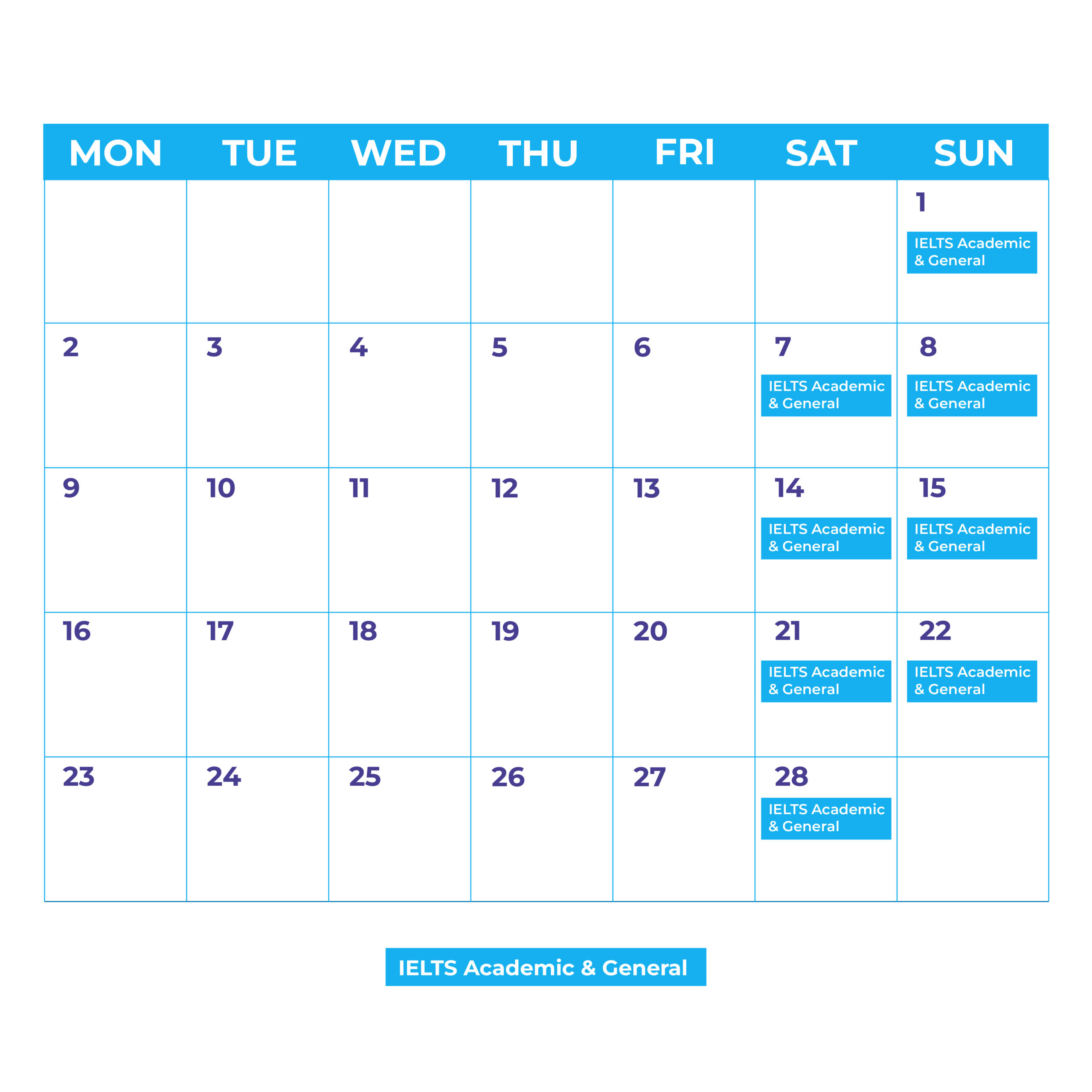 IELTS Exam Timetable